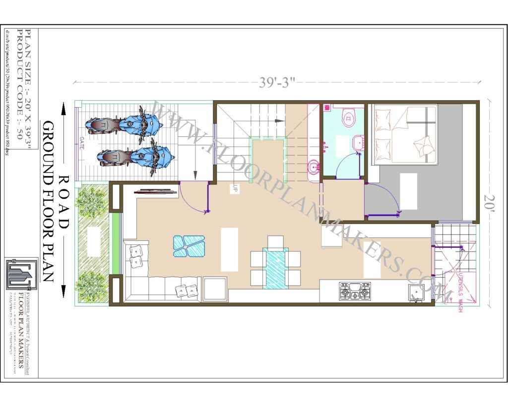 20×39 Ground Floor Plan – Floor Plan Maker's