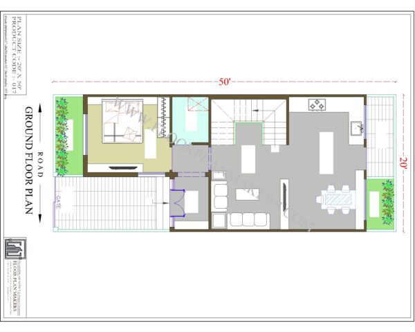 20×50 Ground Floor Plan – Floor Plan Maker's