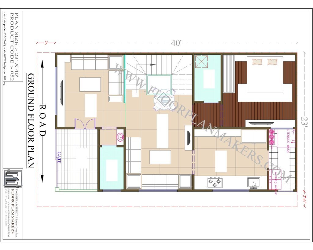 23×40 Ground Floor Plan – Floor Plan Maker's